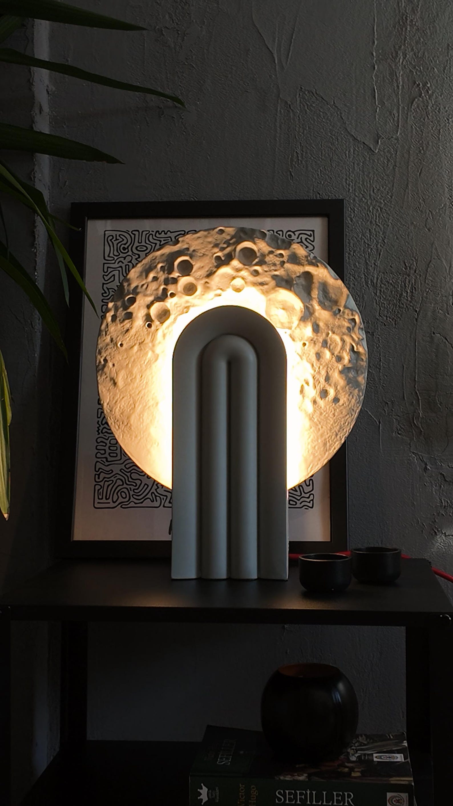 Modern Moon Table Lamp – Minimalist LED Light for Bedroom, Warm ...