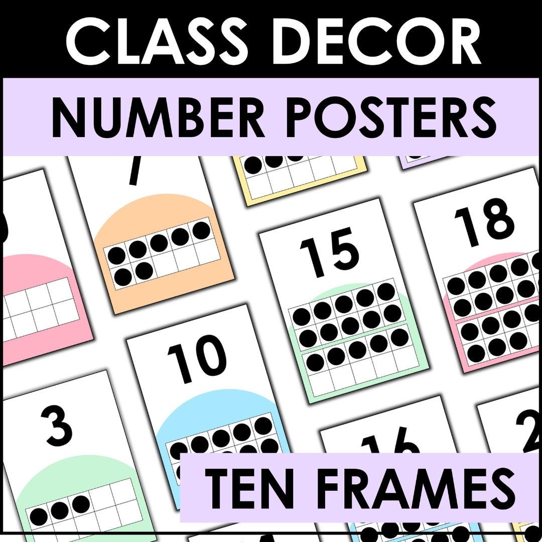 Numbers 0–20 Ten Frame Posters | Rainbow Pastel Theme | EYFS and KS1 ...