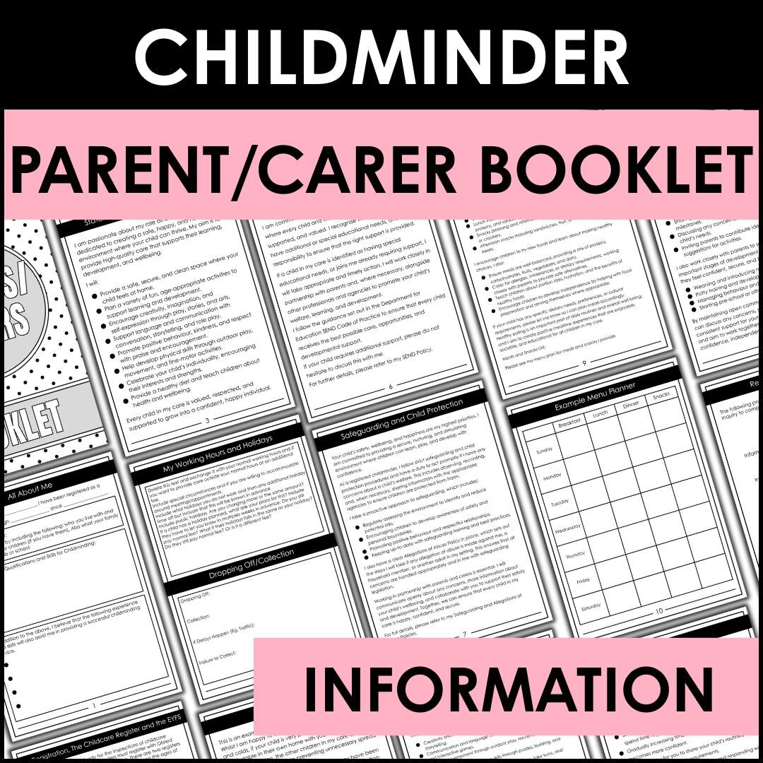Editable Parent & Carer Information Booklet for Childminders - Etsy UK