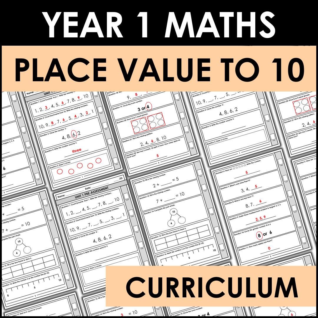 Year 1 Maths Pre-assessment | Number and Place Value Within 10 ...