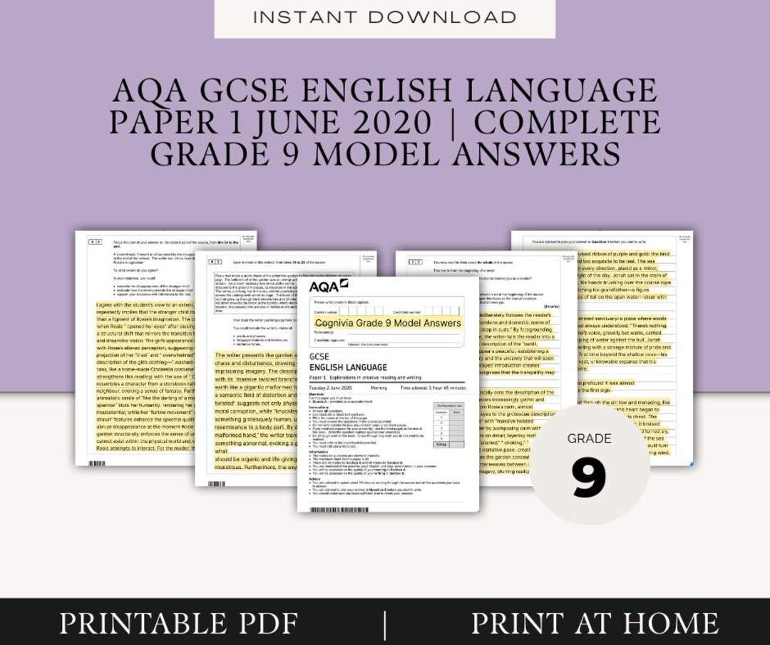 AQA GCSE English Language Paper 1 June 2020 | Complete Grade 9 Model ...