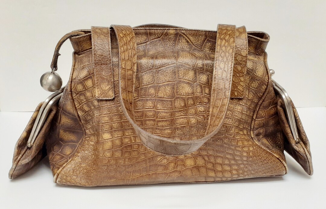 VTG AMA Ana Maria Aguerre Leather Shoulder Bag Handbag Satchel Side ...