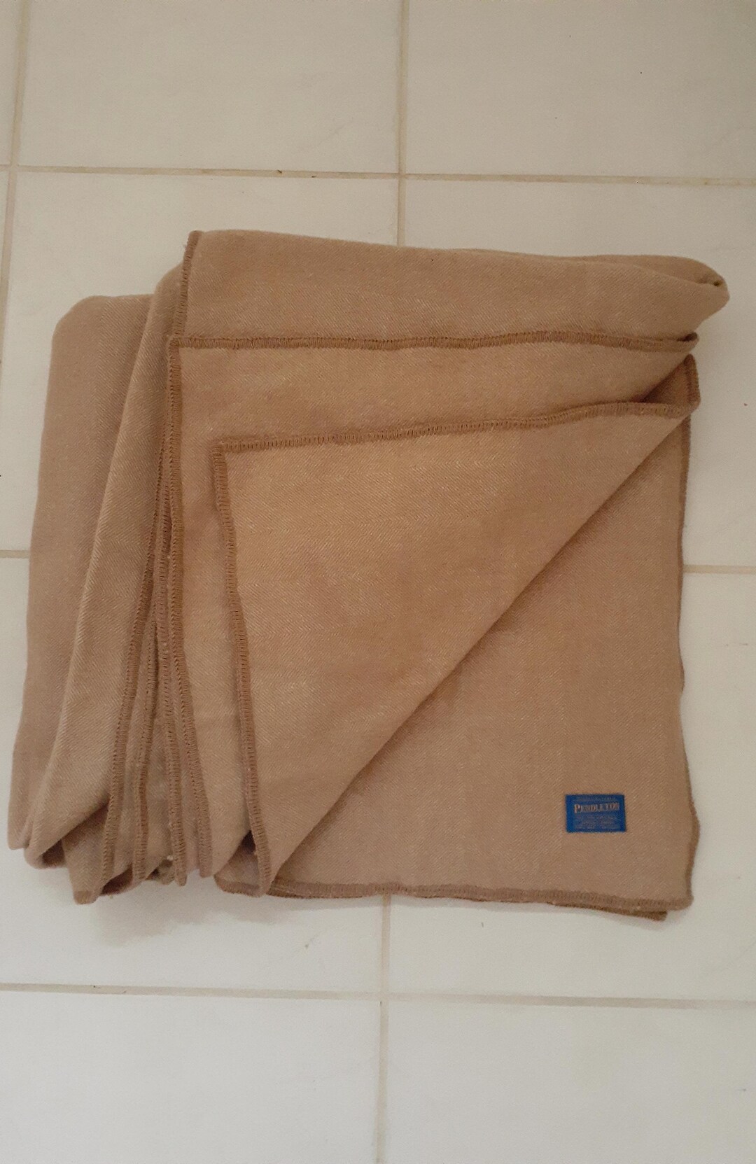 Vintage Pendleton Herringbone 100% Virgin Wool Blanket Made in USA KING ...