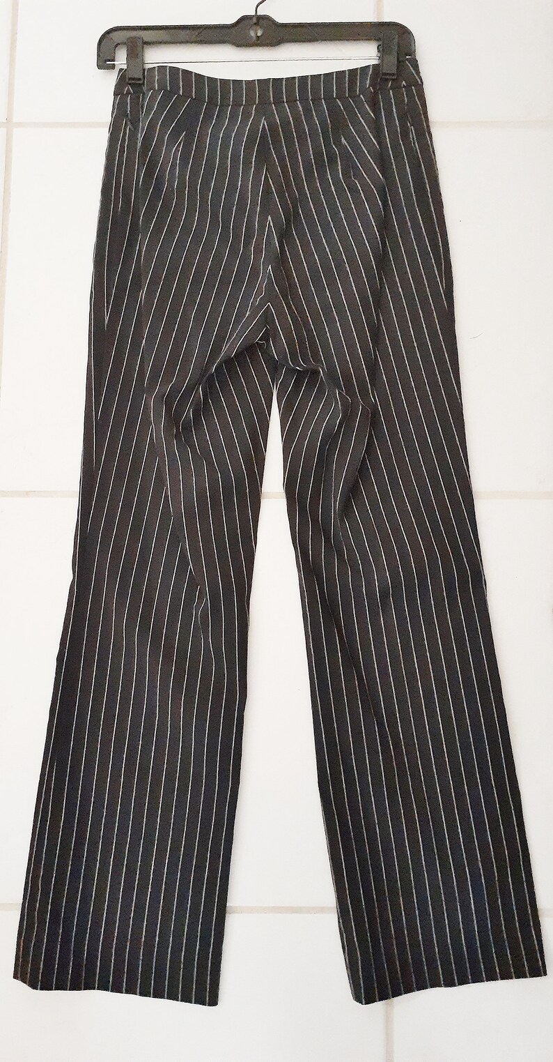 Ralph Lauren BLACK LABEL Pants Slacks Black W White Pinstripe Cotton ...