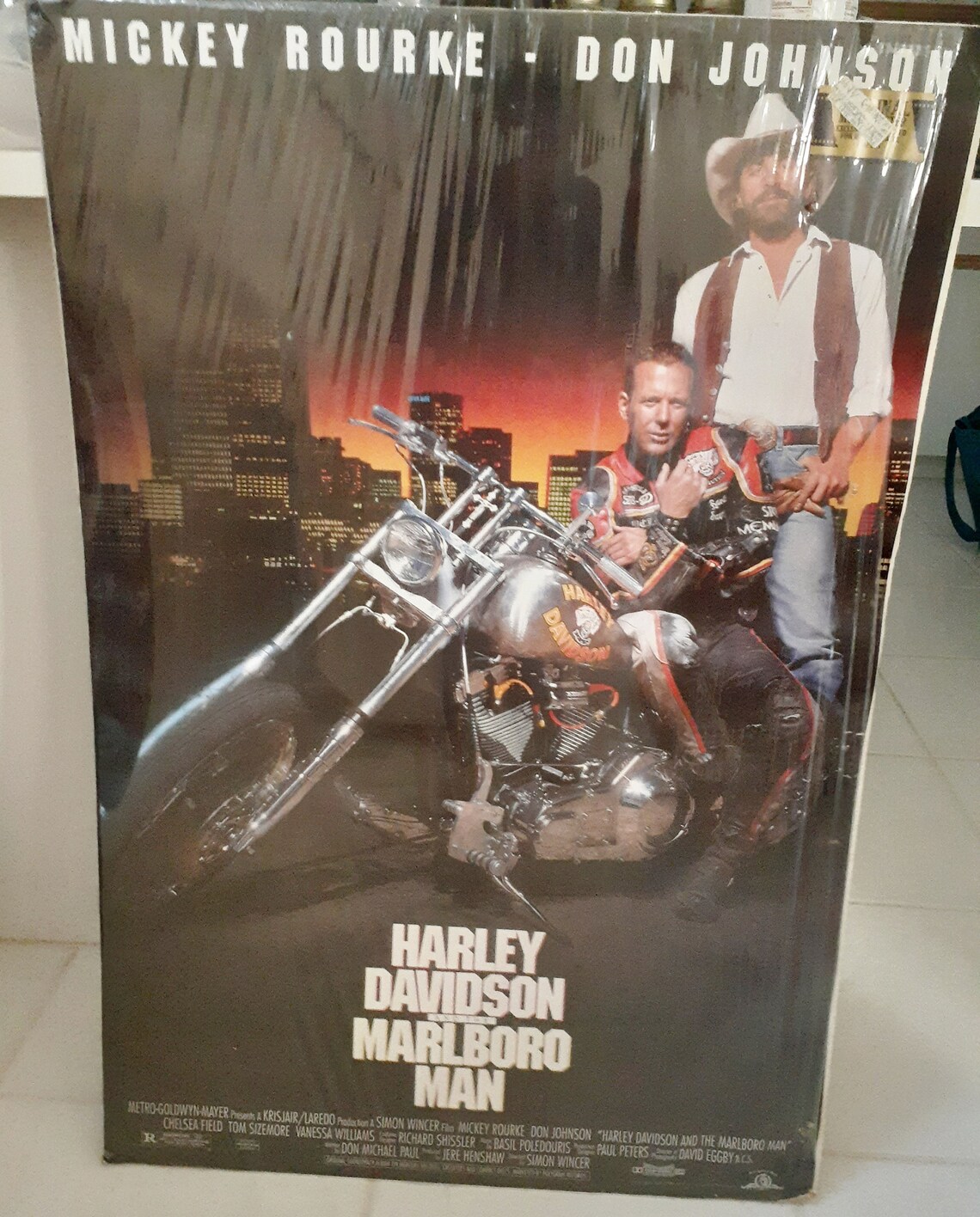 VTG Harley Davidson Marlboro Man Movie Poster Original 1991 Johnson ...