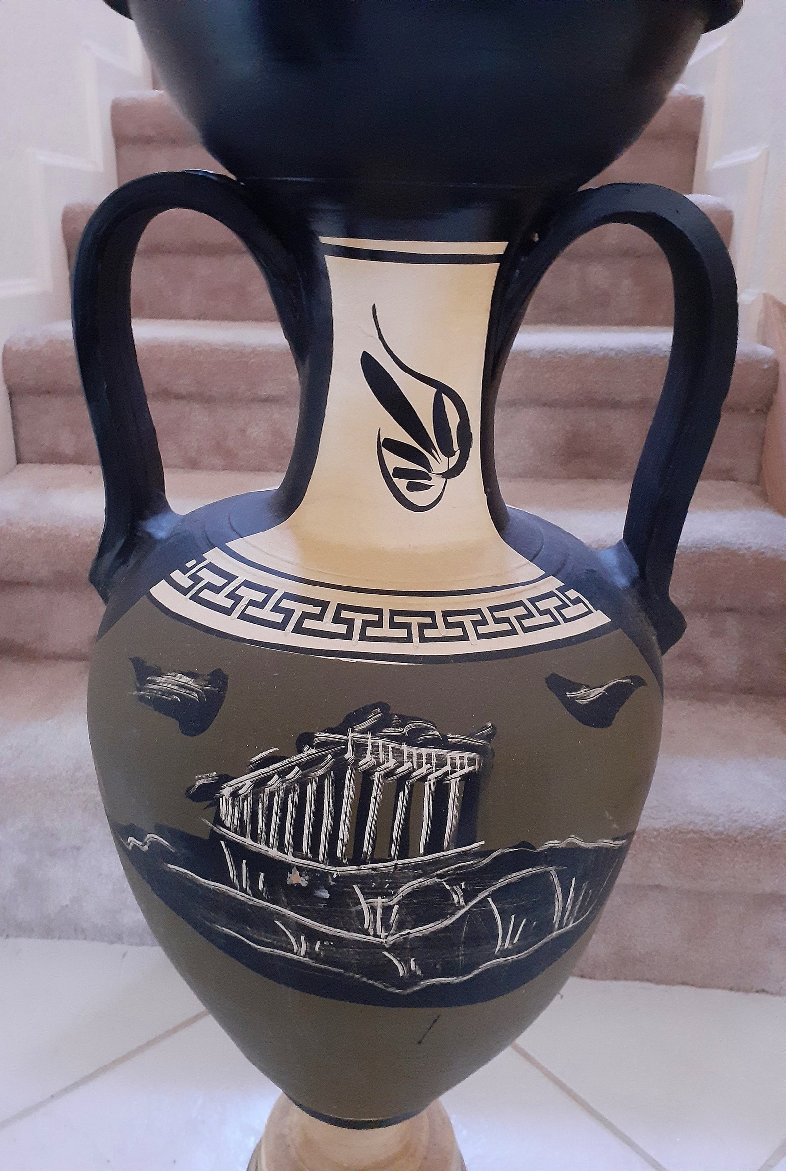 Vintage Huge Grecian Greek Mid Century Art Pottery Vase Urn Hand Made ...