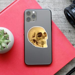 Gold Skull (2 Stickers) 3.5in, Waterproof, Glossy Finish Vinyl. - Etsy