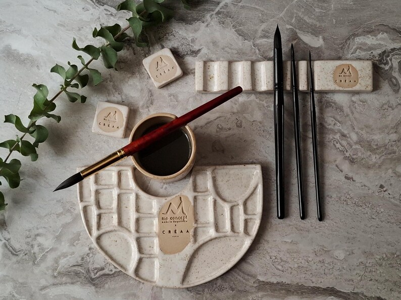 Handmade Half-moon Ceramic Watercolor Palette • 18 Wells • Artist ...