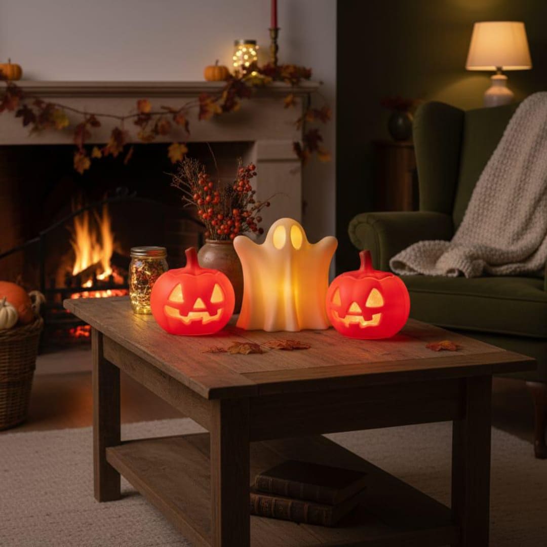 Halloween Candle Holder Set – Pumpkin & Ghost Tealight Holders for ...