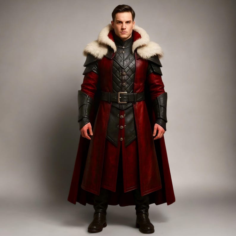 Crimson King Medieval Cloak Leather Gladiator Costume Gothic Santa ...