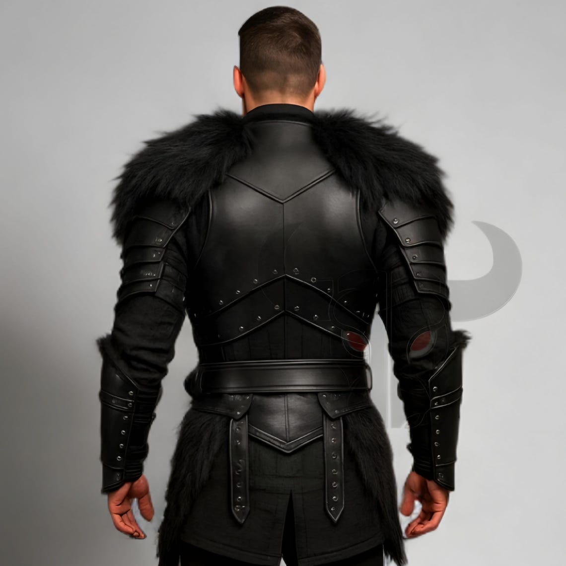 Gothic Leather Armor Costume With Fur | Medieval Cosplay Jacket ...