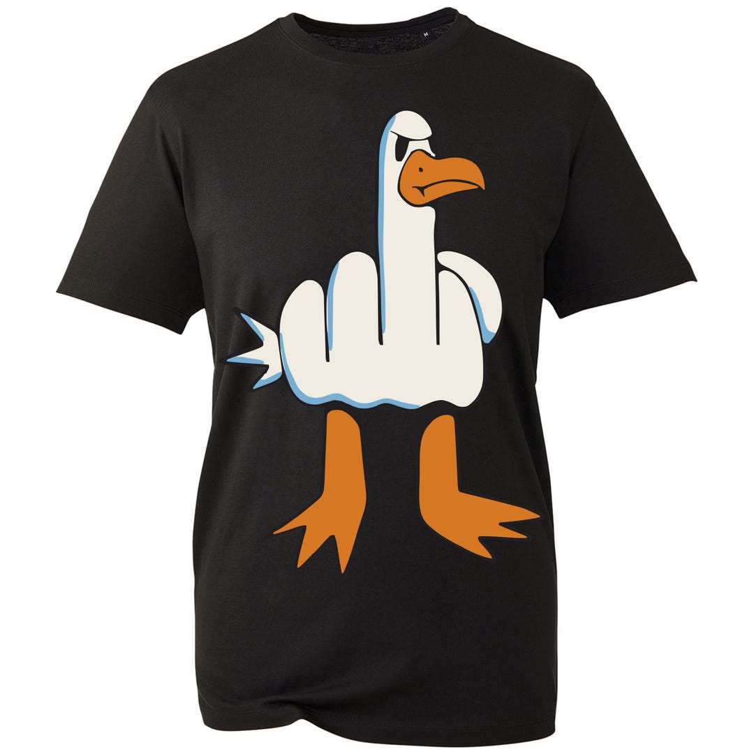 Seagull Middle Finger T-shirt, Angry Rude Seagull Funny Sarcastic Meme ...