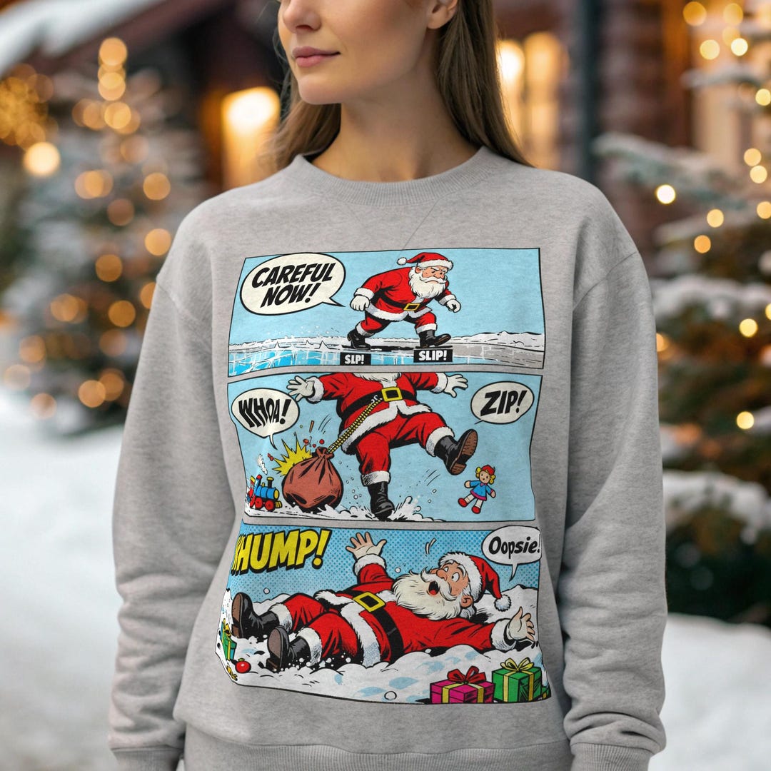 Comic Strip Santa Slip PNG - Funny Pop Art Christmas Accident Clipart ...
