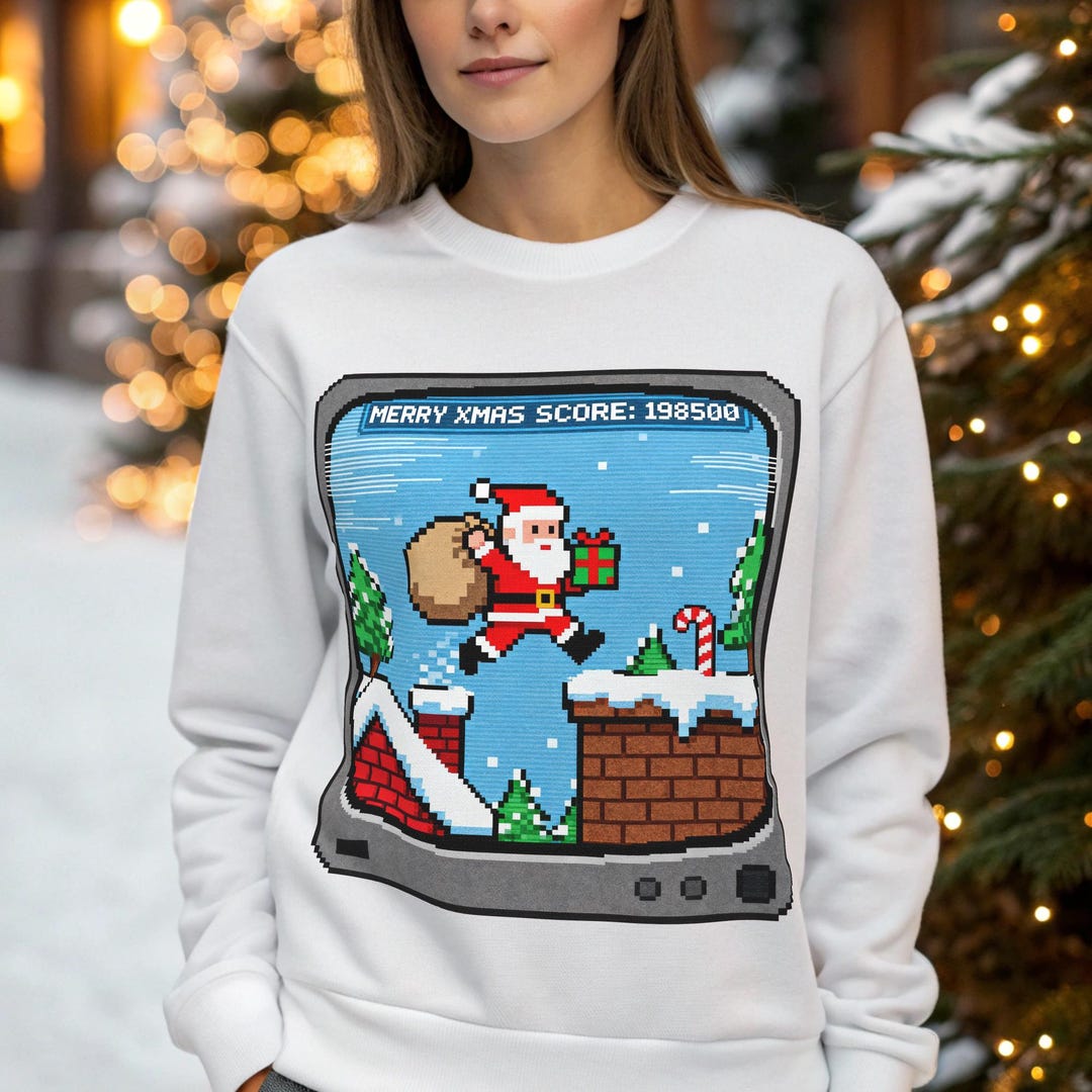 8 Bit Santa Game Pixel Art PNG - Retro Merry Xmas Score Sublimation - Etsy