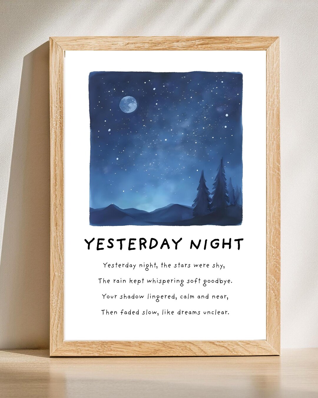 Nights Poetry Print Set of 3 – Minimalist Literary Wall Art, Digital ...