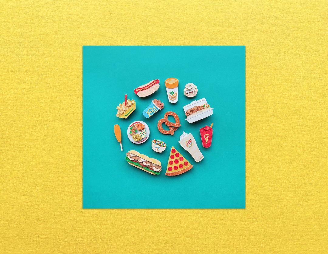 Classic Mall Food Court Papercut - 8x8in Print - Etsy