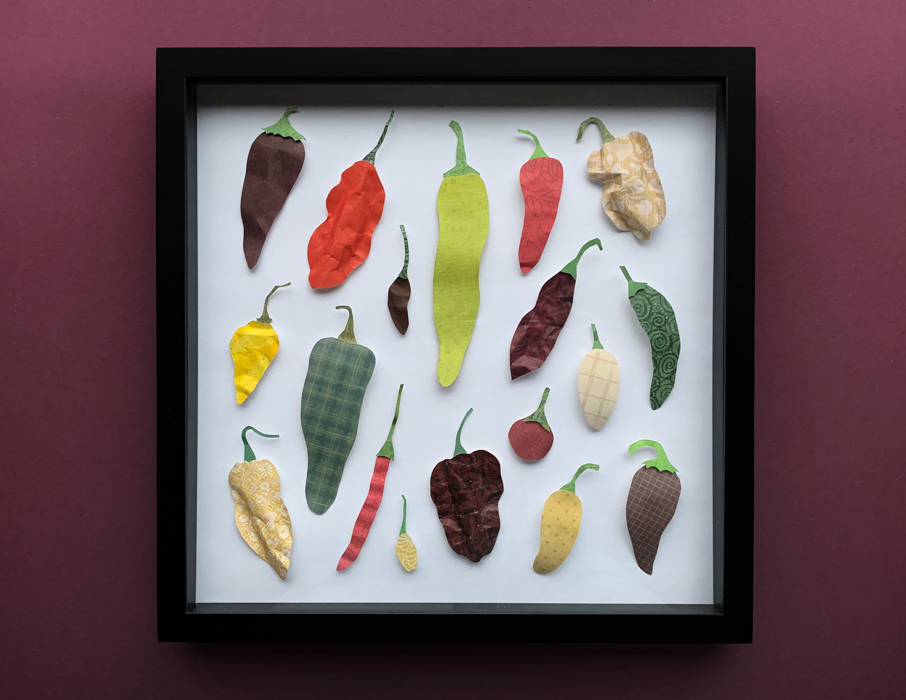 Paper Food Peppers 12x12in Framed | Etsy