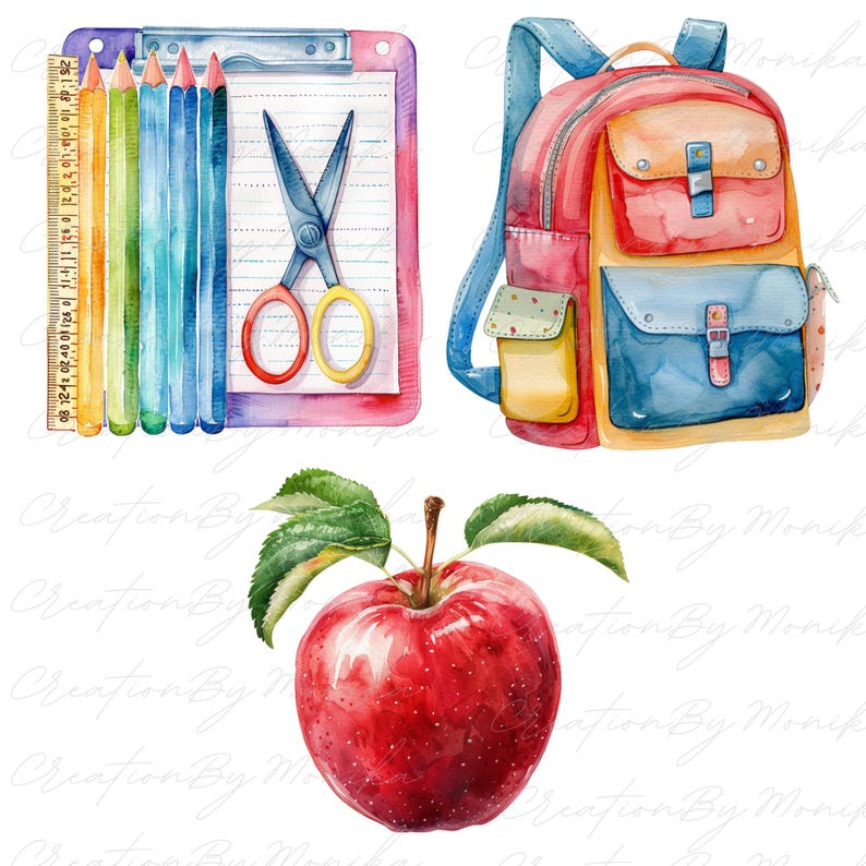 Back to School Clipart PNG Bundle, Teacher Classroom Elements, School ...