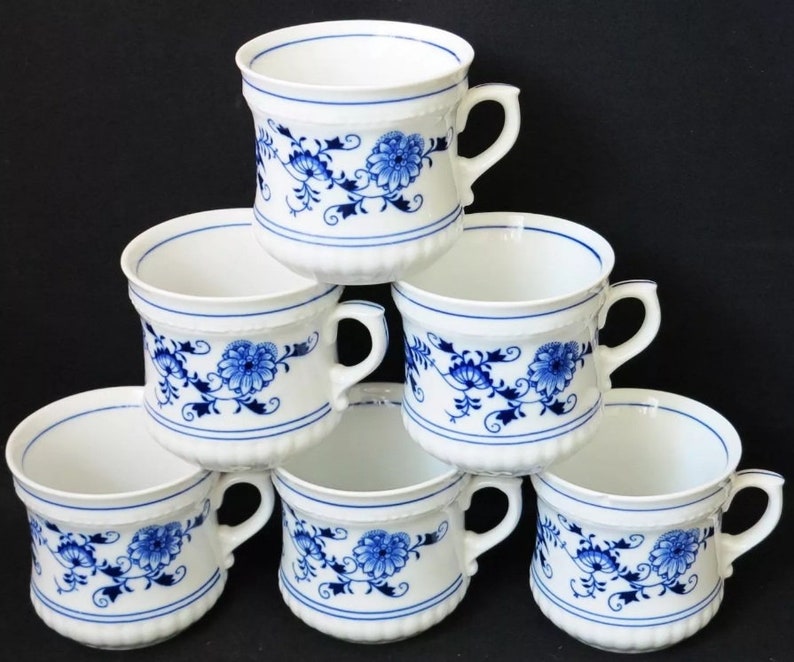 6 X Zwiebelmuster Original Bohemia Blue Onion Coffee or Tee Mug Blue ...