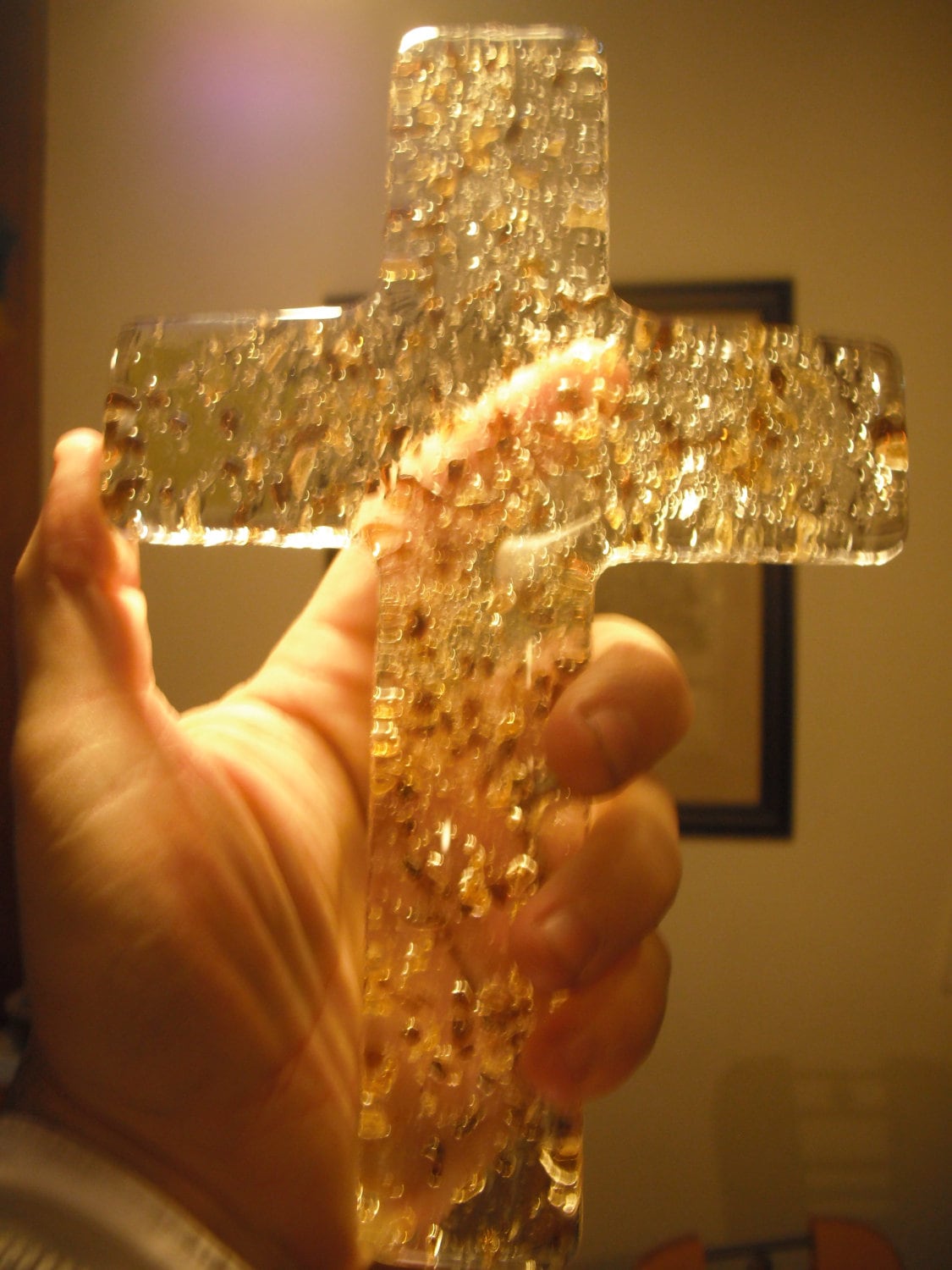 Handblown Glass Wall Crucifix Cross 22 Cm X 15 Cm Handmade With Ambra ...