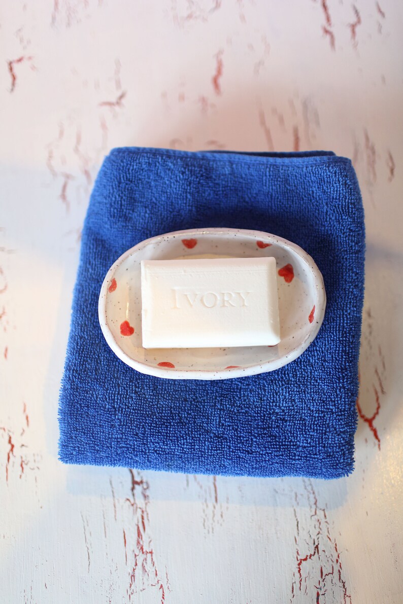 Little Hearts Ceramic Soap Dish- Ceramic Flat Soap Dish - Etsy