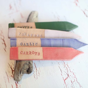 Ceramic Garden Labels -set of Garden Stakes- Herb Labels- Garden ...