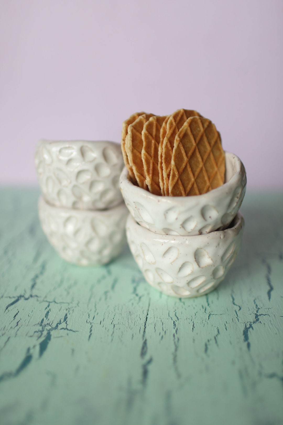 White Ceramic Snack Bowls- Minimalist Kitchen Bowls- Small Ramekins ...