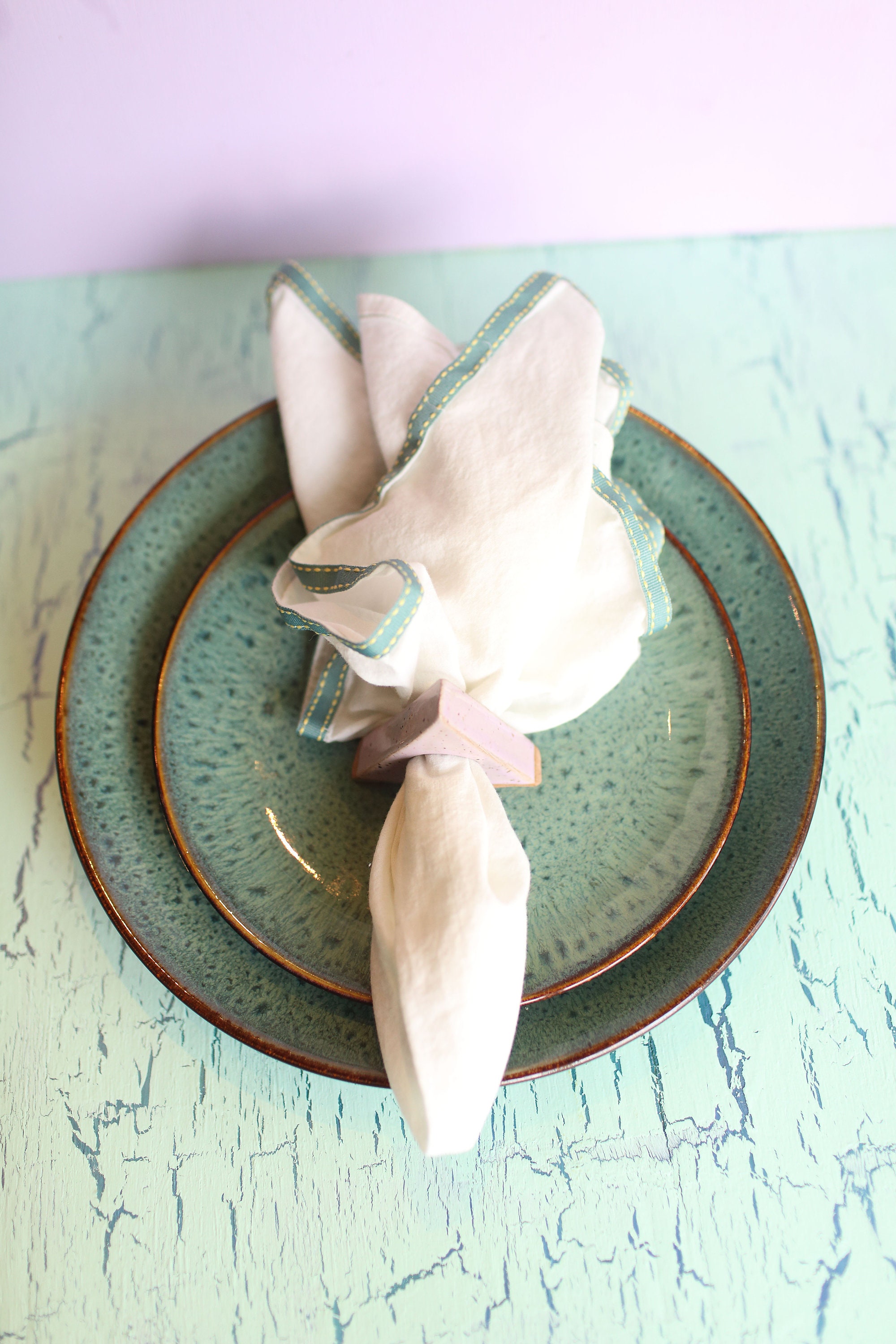 Ceramic Triangle Napkin Rings- Geometric Shaped Napkin Rings- Holiday ...