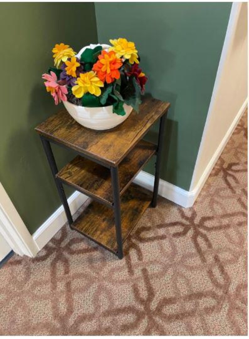 Side Table – 3-tier Wooden , Metal End Table, Modern Rustic Accent ...
