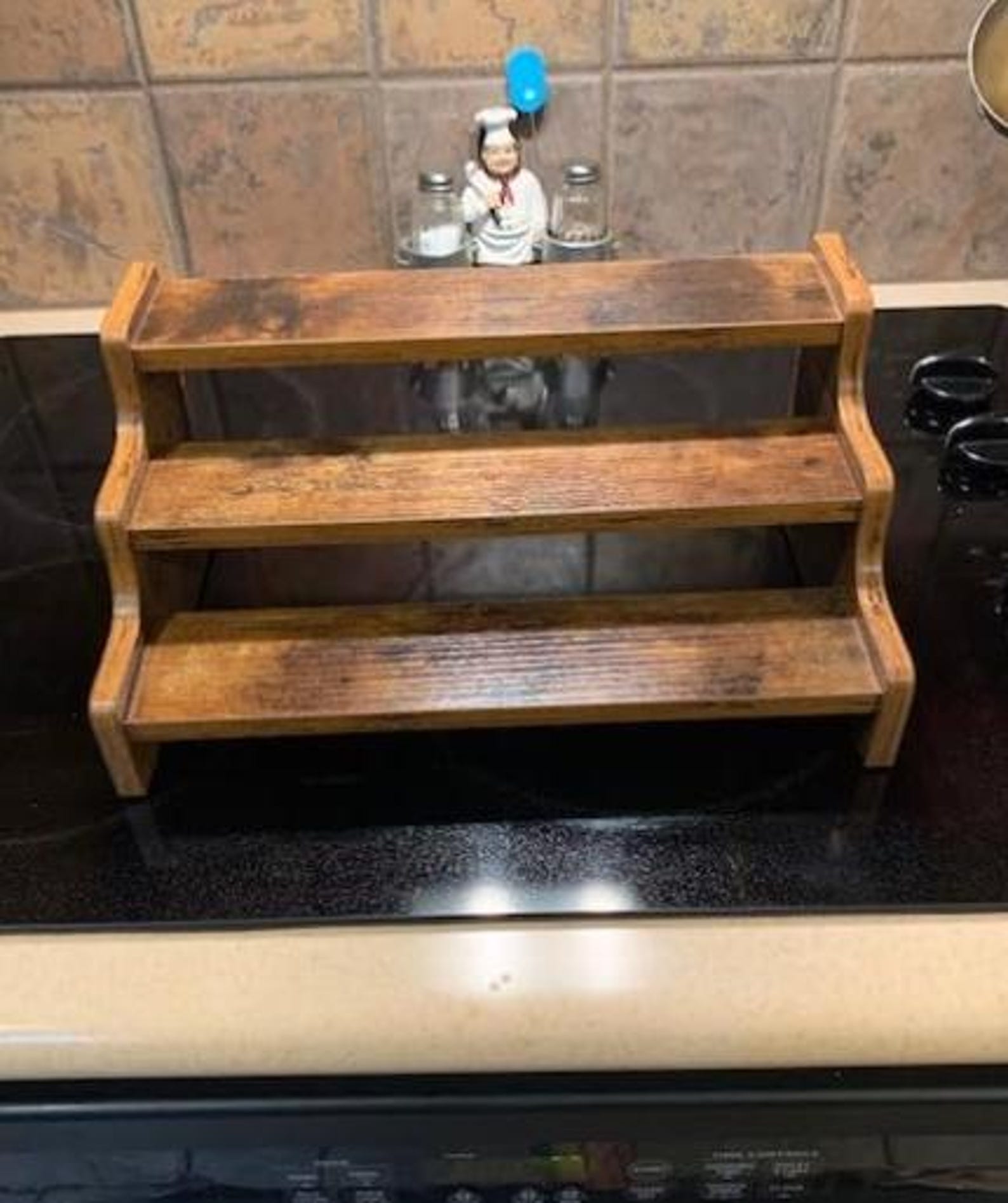 3-tier Rustic Wooden Spice Rack Handmade Kitchen Countertop | Wooden ...
