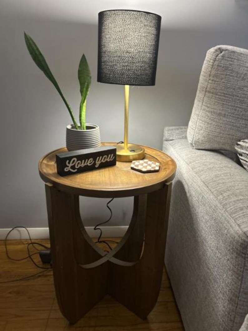 Rustic Farmhouse Round End Table, Solid Wood Tray Top - Etsy
