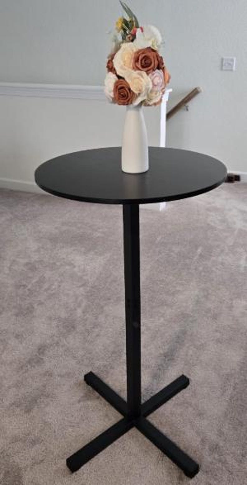 Round Cocktail Table | Modern Pub Table With Walnut Finish | Small Bar Table for Kitchen ...