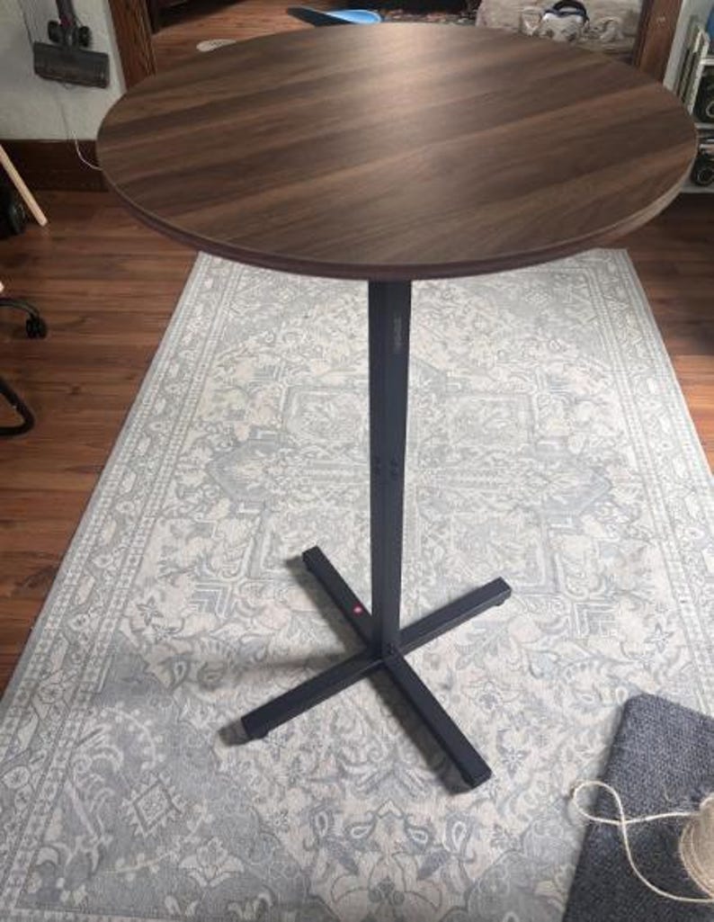 Round Cocktail Table | Modern Pub Table With Walnut Finish | Small Bar Table for Kitchen ...