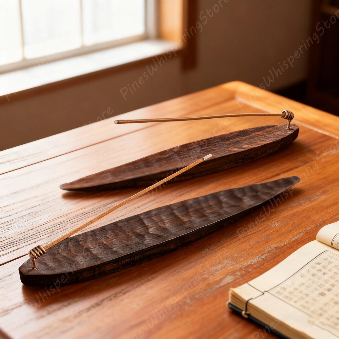 Personalized Solid Wood Incense Burner With Engraved Base, Walnut ...
