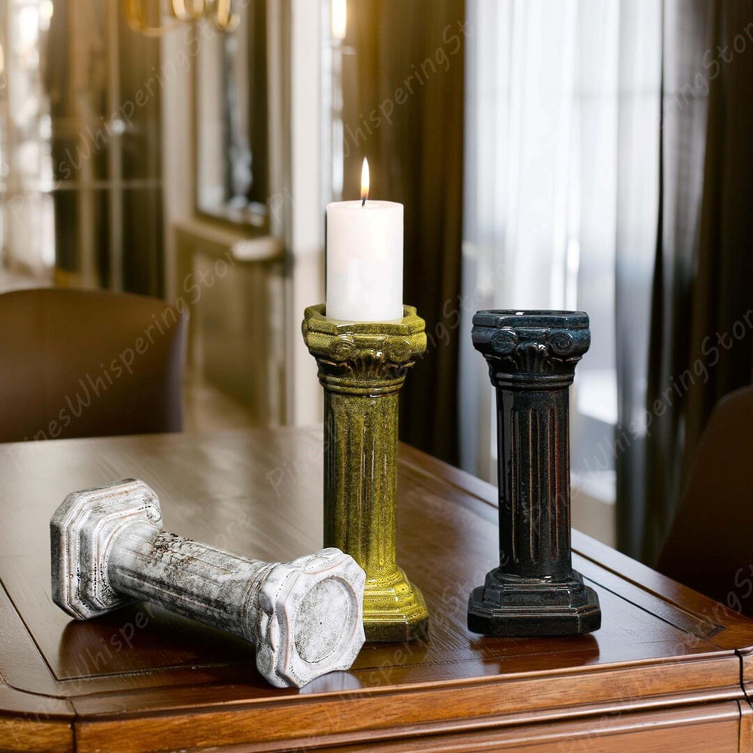 Ceramic Glazed Candlesticks, Ceramic Candlesticks, Roman Pillar ...