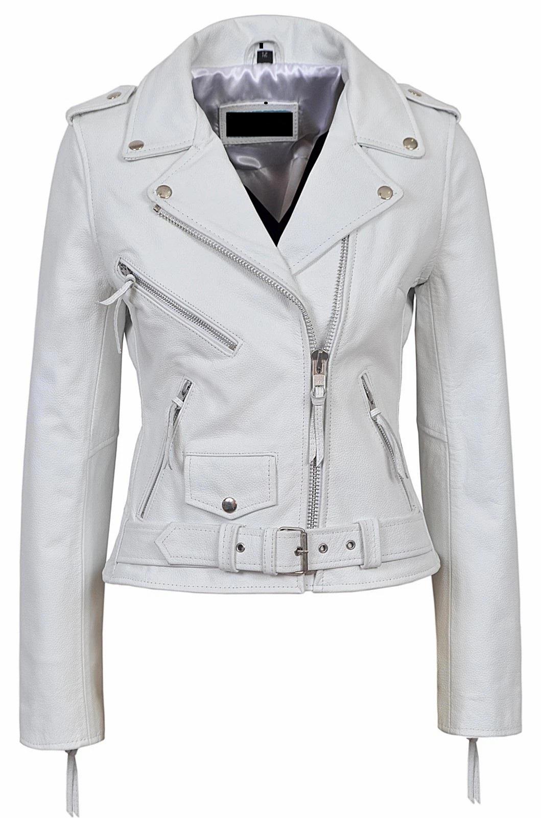 White Leather Motorcycle Jacket Brando Biker Women’s Moto Style - Etsy