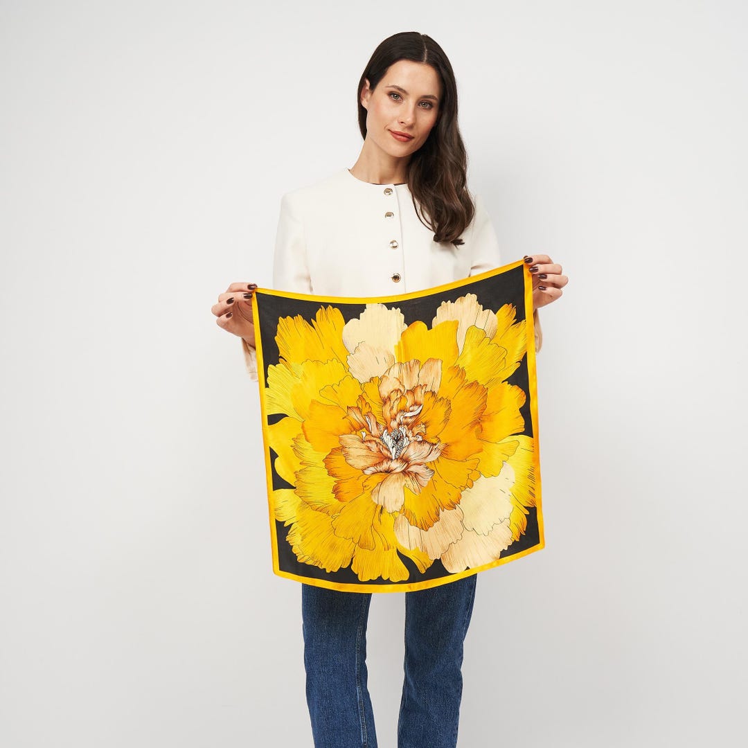 Silk Peony Flower Scarf for Women – Elegant Floral Accessory - Etsy