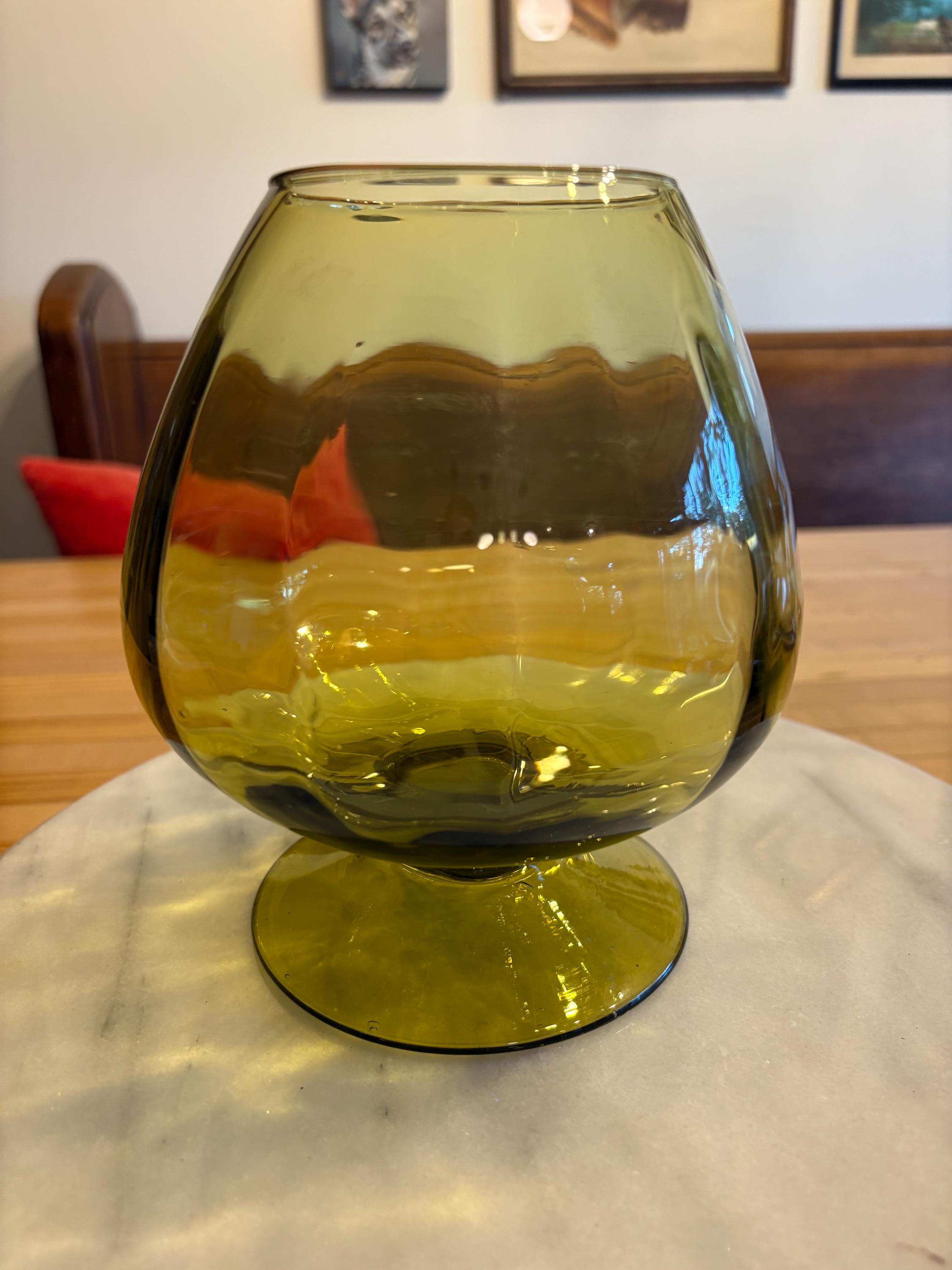 Vintage Green Empoli Glass Brandy Snifter - Etsy
