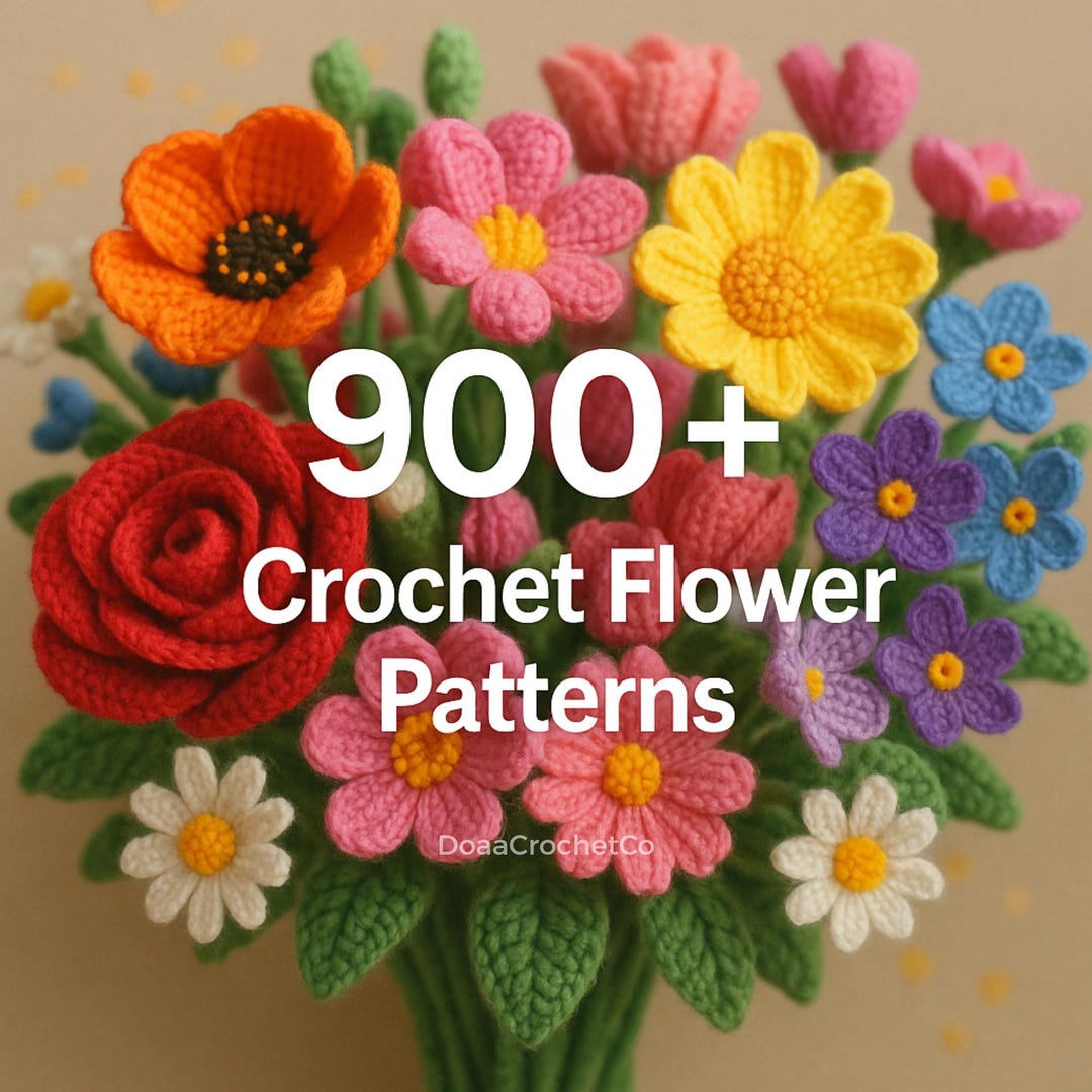 12 Ebook Wedding Flower Pattern Bundle Bouquet Crochet Floral Lily Rose Tulip Daisy Bridal ...