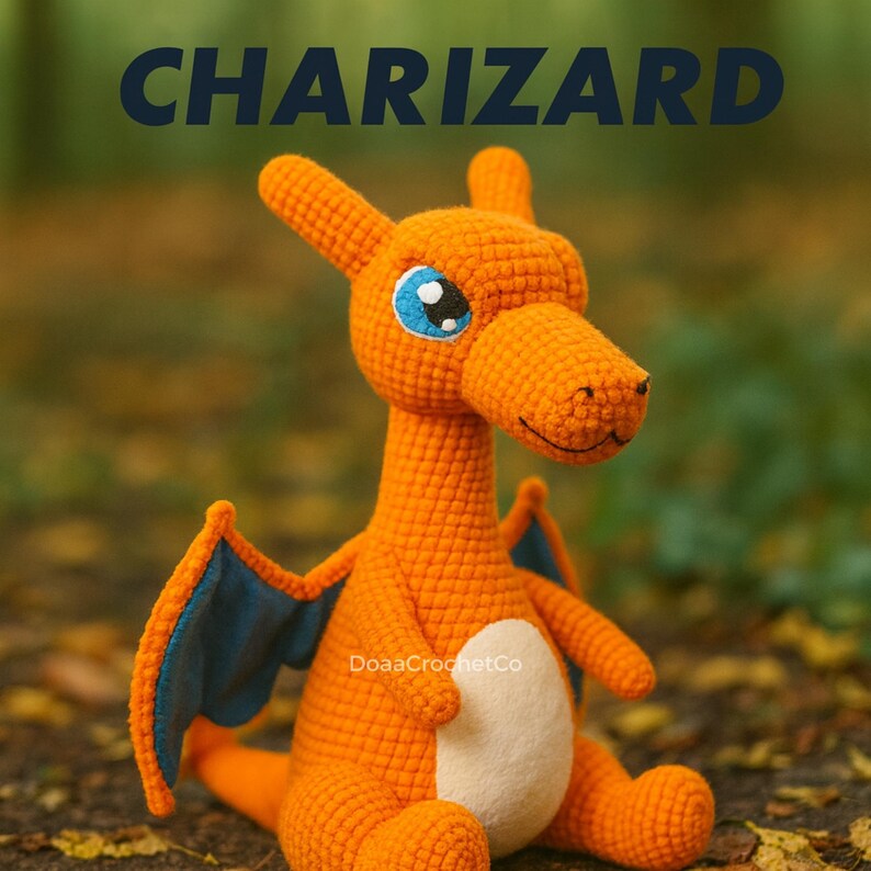 Charizard Dragon Crochet Pattern, Amigurumi Plush Toy PDF Tutorial, DIY ...