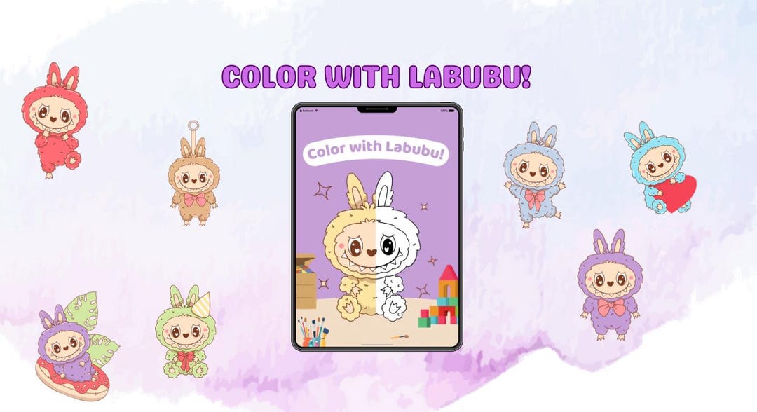 Labubu Coloring Book – 12 Printable PDF Pages | Fun Activity for Kids ...