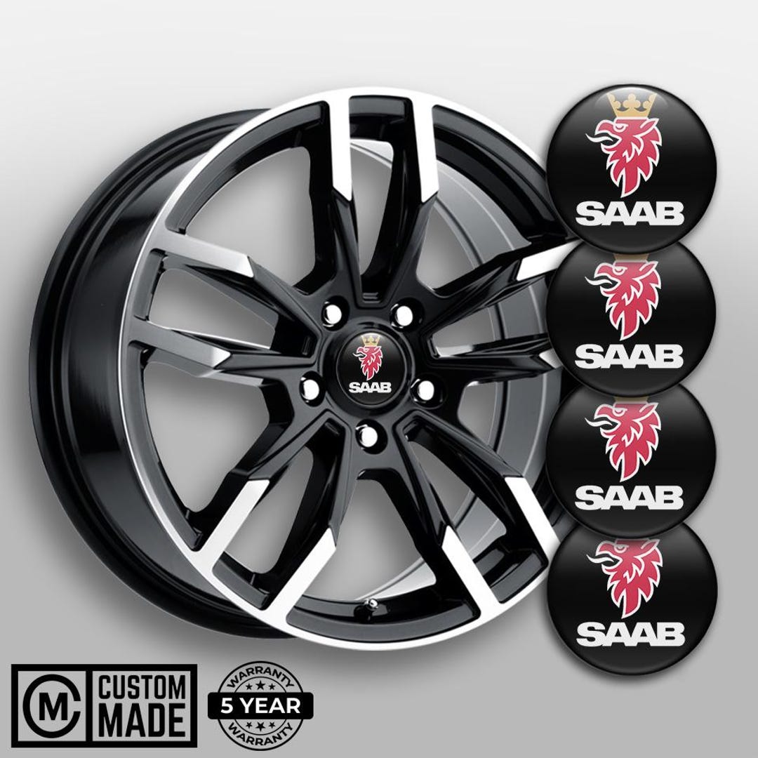 SAAB Wheel Center Cap Decals - Domed Epoxy Resin Stickers (set of 4 ...
