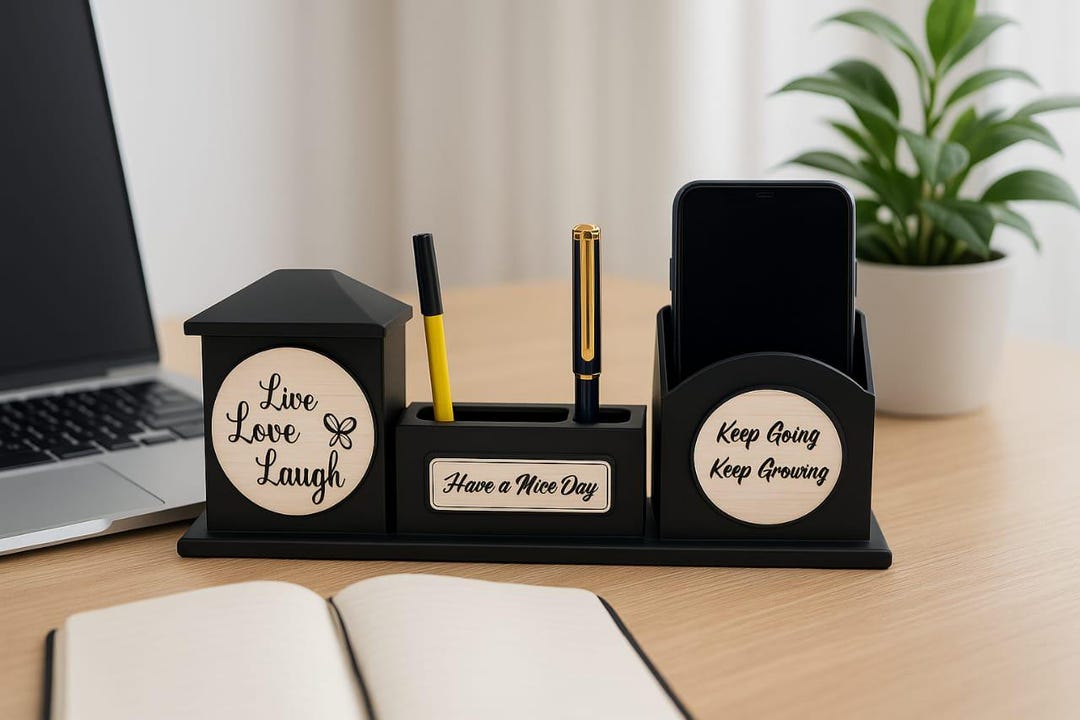 Handcrafted Wood Pen & Mobile Holder: Desk Organizer - Etsy