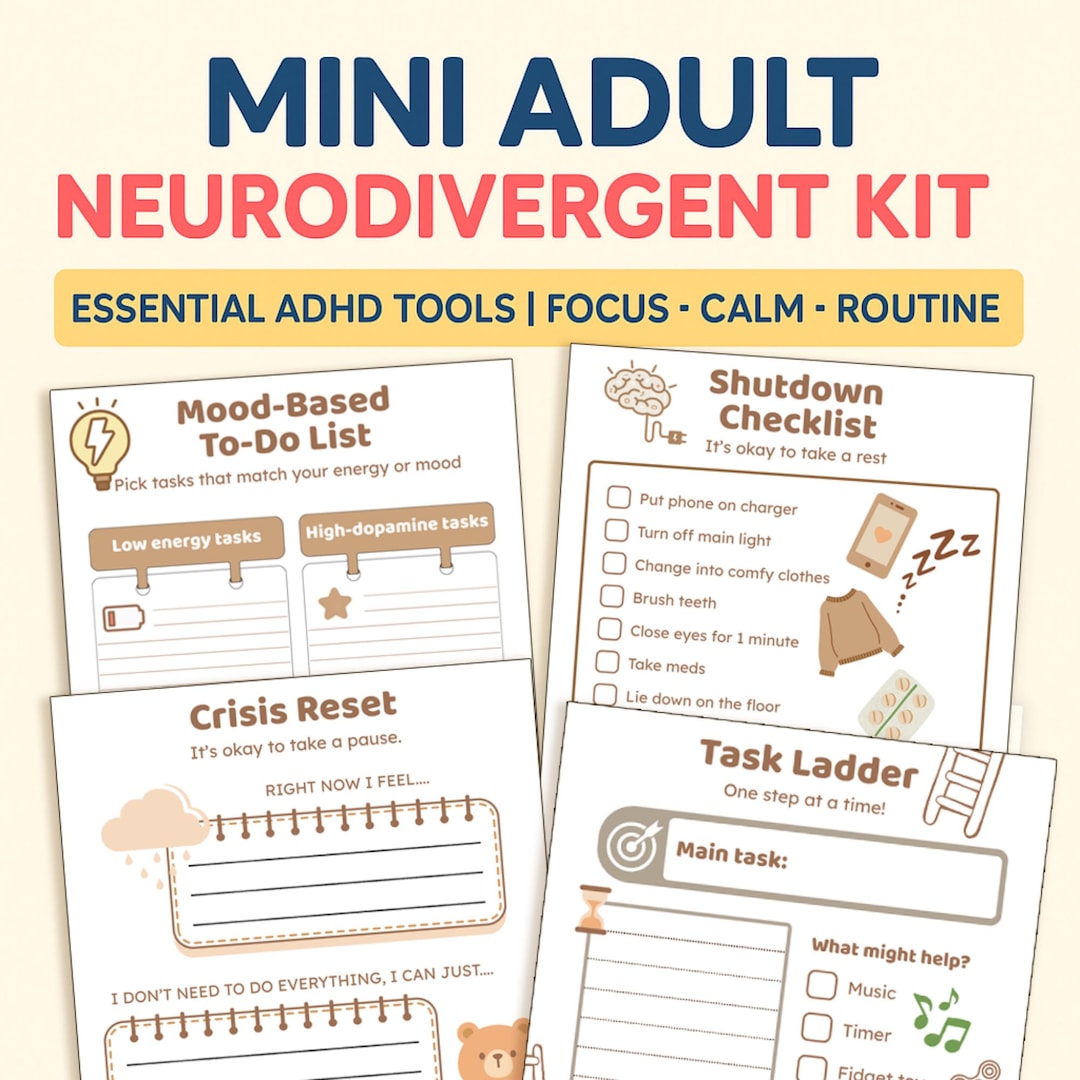 Mini Neurodivergent Support Kit for Adults – 4 Printable Tools (routine ...