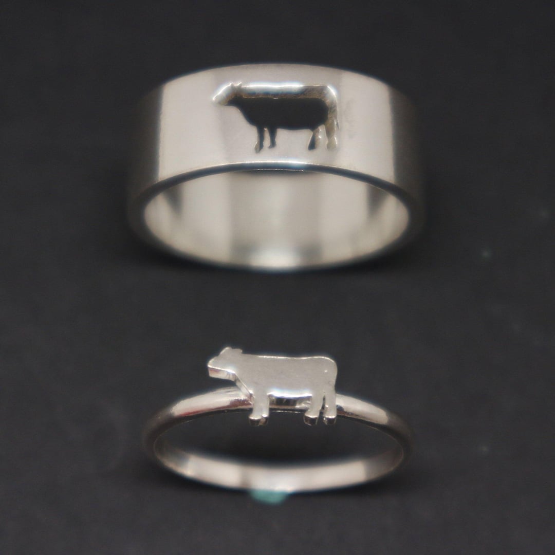 Cow Couple Rings Set | Sterling Silver Animal Rings | Matching Cow ...