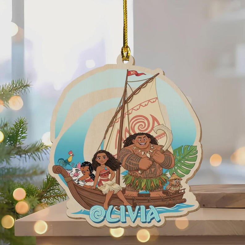 Custom Disney Princess Moana Acrylic/wood Xmas Ornament, Custom Moana ...