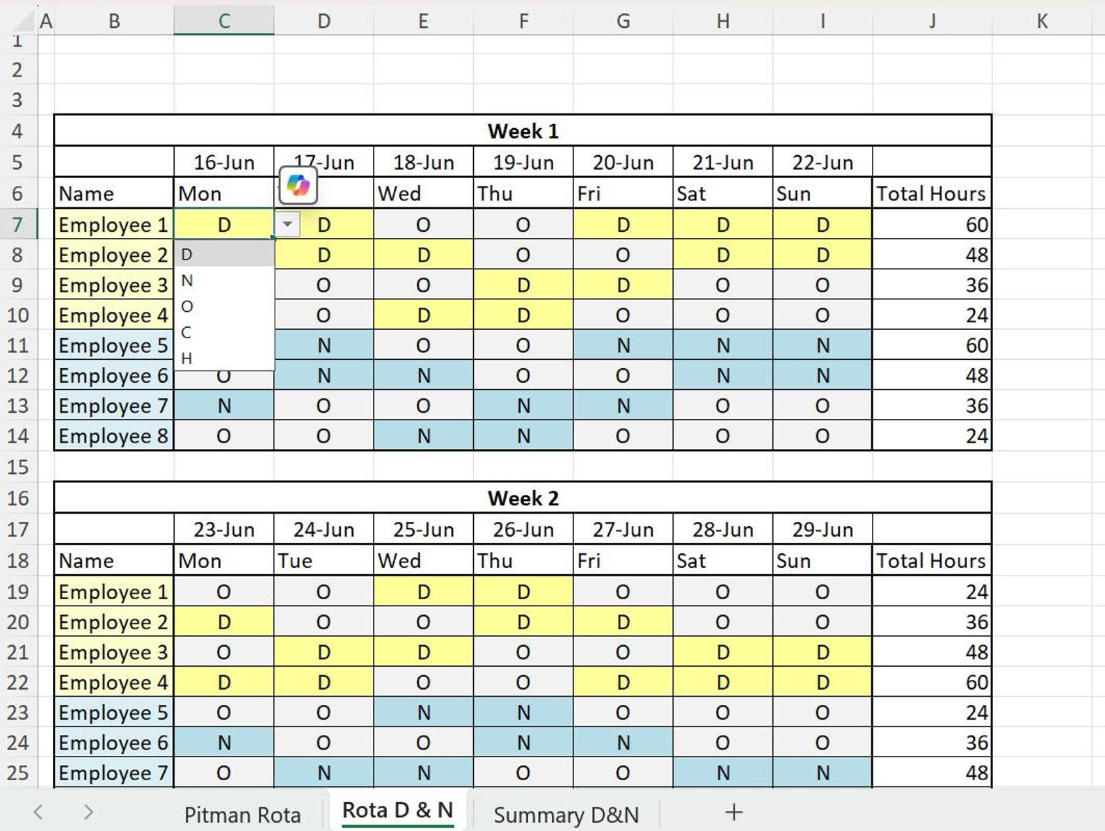 2-2-3 Pitman Rota Template | Color Coded Staff Schedule Excel - Etsy
