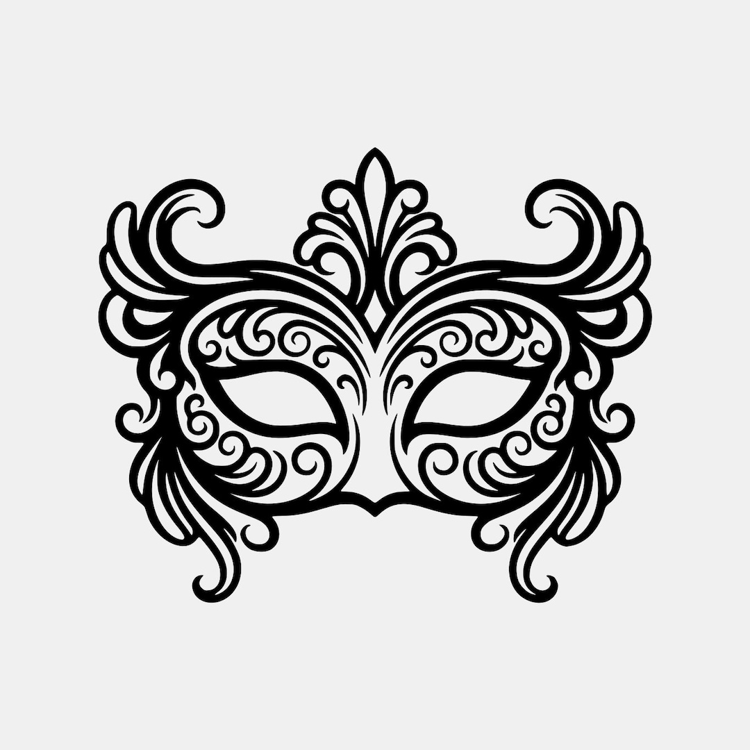 Ornate Masquerade Mask SVG, Burlesque Showgirl Costume Decal, Venetian ...