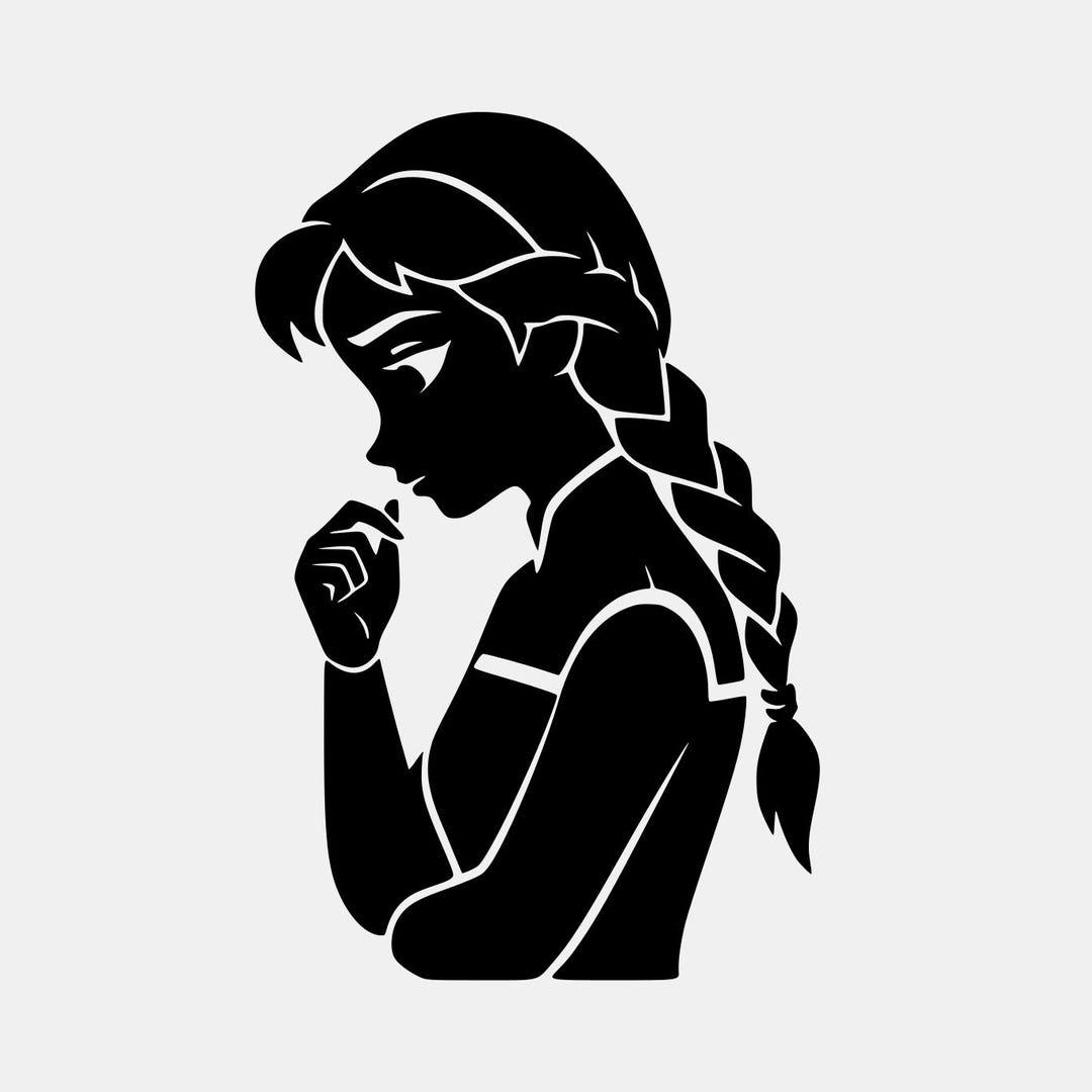 Frozen Anna Silhouette SVG, Princess Character Profile Cut File for ...