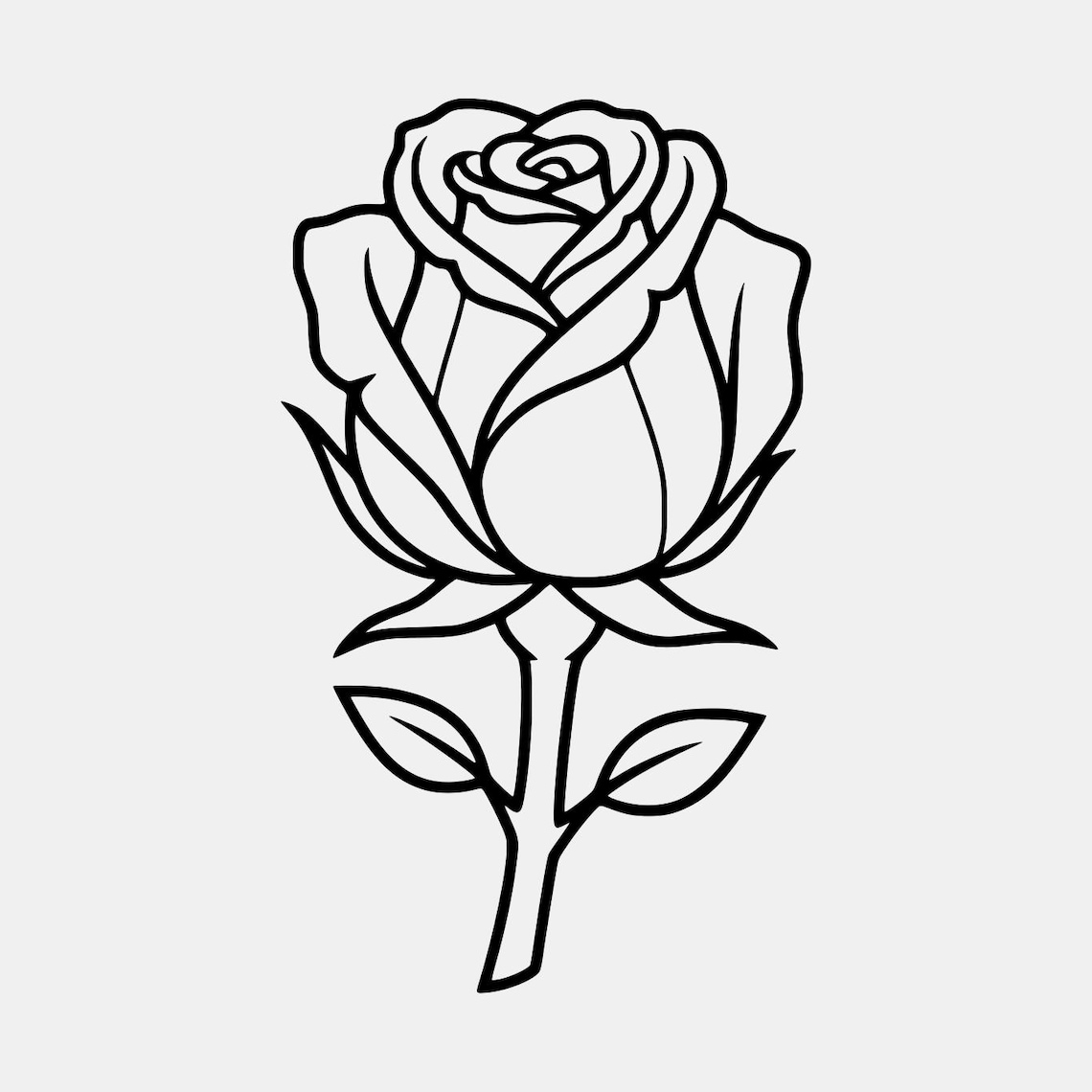 Minimalist Rose Outline SVG, Single Line Rose Flower Clipart, Elegant ...